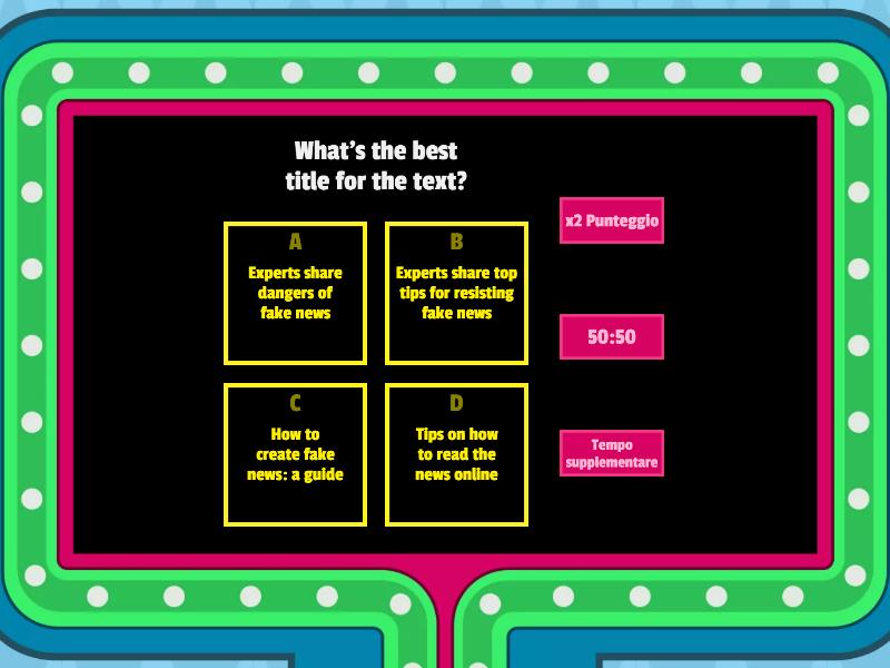 Reading Comprehension - How to spot fake news QUIZ2 - Gameshow quiz