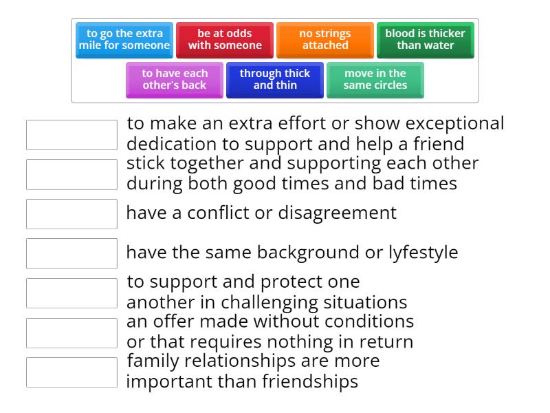Idioms relationship - Match up
