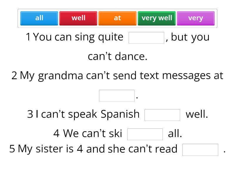 5 Degrees of ability - Complete the sentence