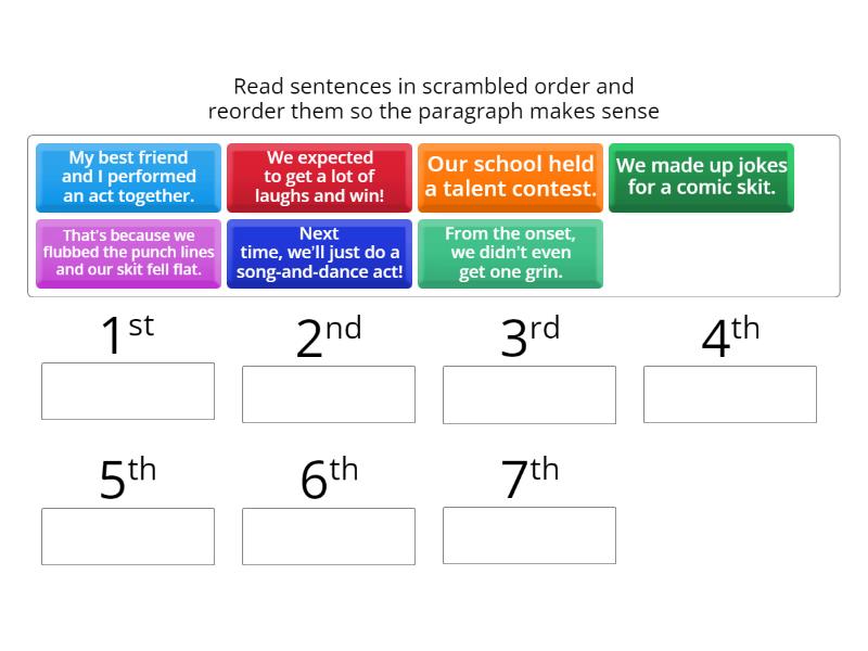 Story Scramble The Talent Contest - Rank order