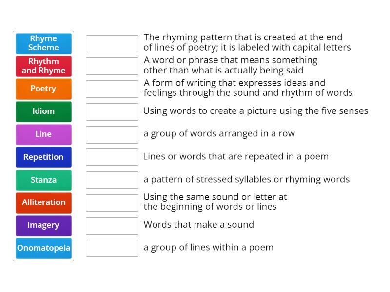 Poetry Terms - Match up