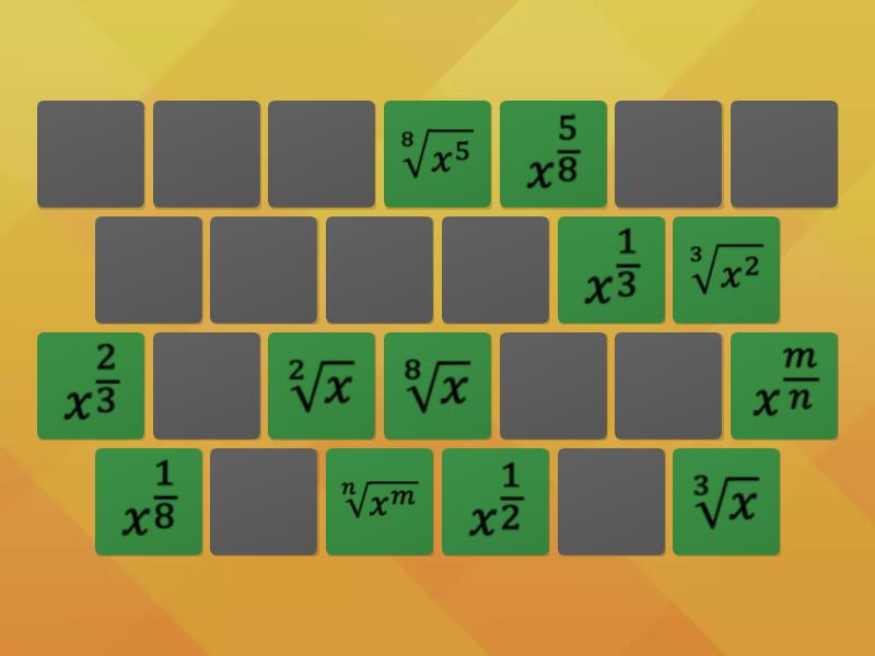 Exponents and square roots - Matching pairs