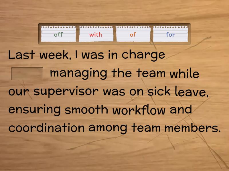 Employment. Prepositions. - Complete the sentence