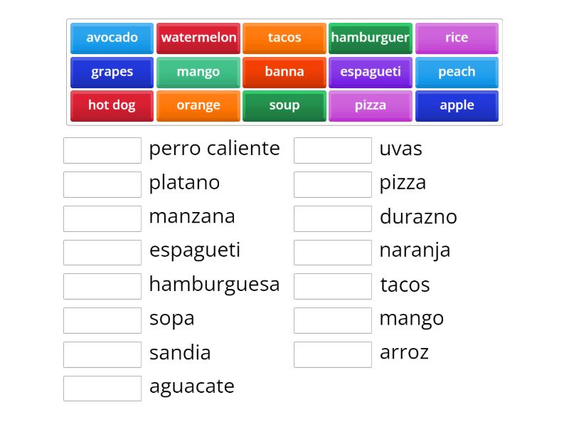 ENGLISH FOOD - Match up