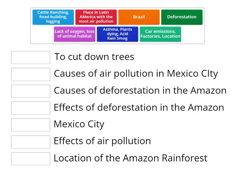 Environmental Issues Latin America - Match up
