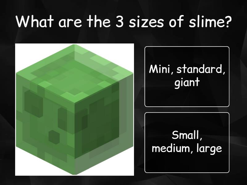 Minecraft slime - Quiz