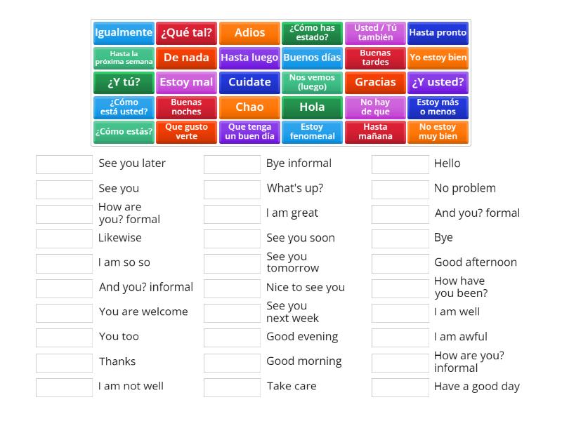 Saludos y despedidas - Match up