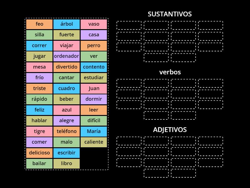 Sustantivos, adjetivos y verbos - Group sort