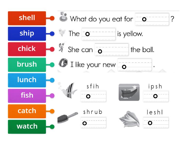 Oxford phonics -sh, -ch, -tch - Diagrama con etiquetas