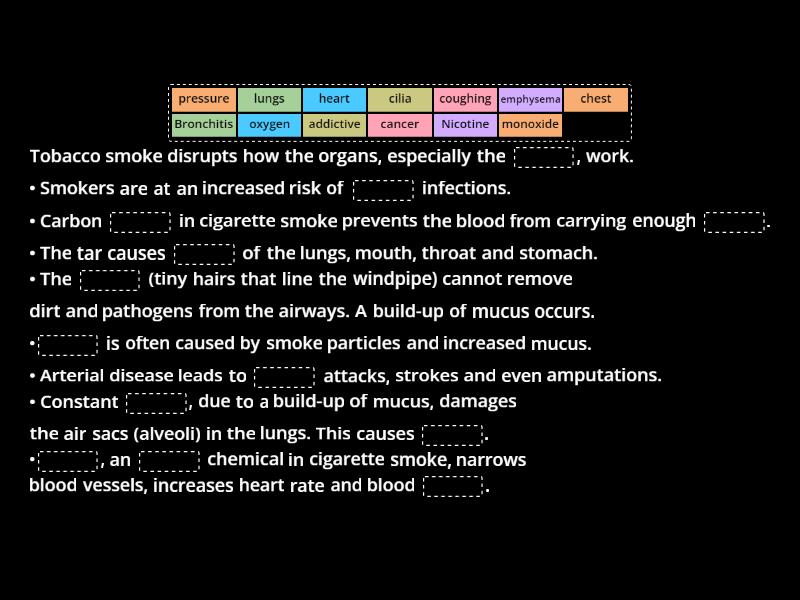 The Effects of Smoking - Complete the sentence