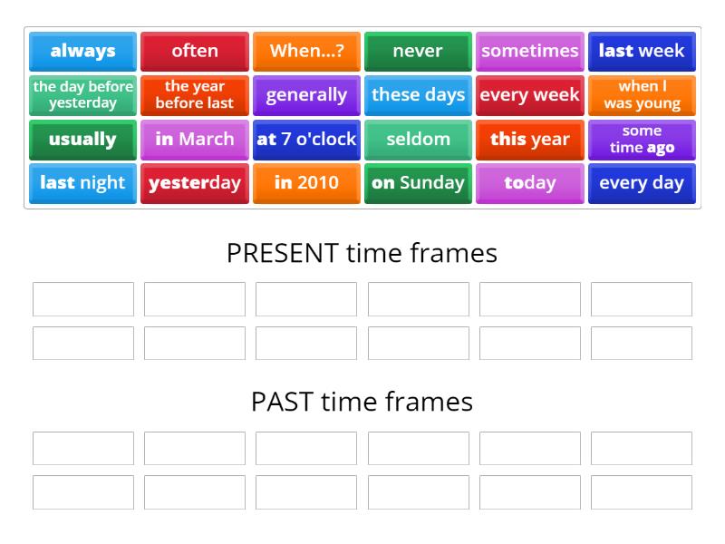 Simple Present and Simple Past time frames - Group sort