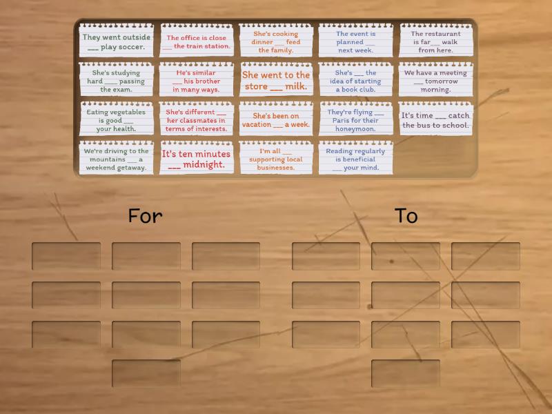 PITCH - For and To - Group sort