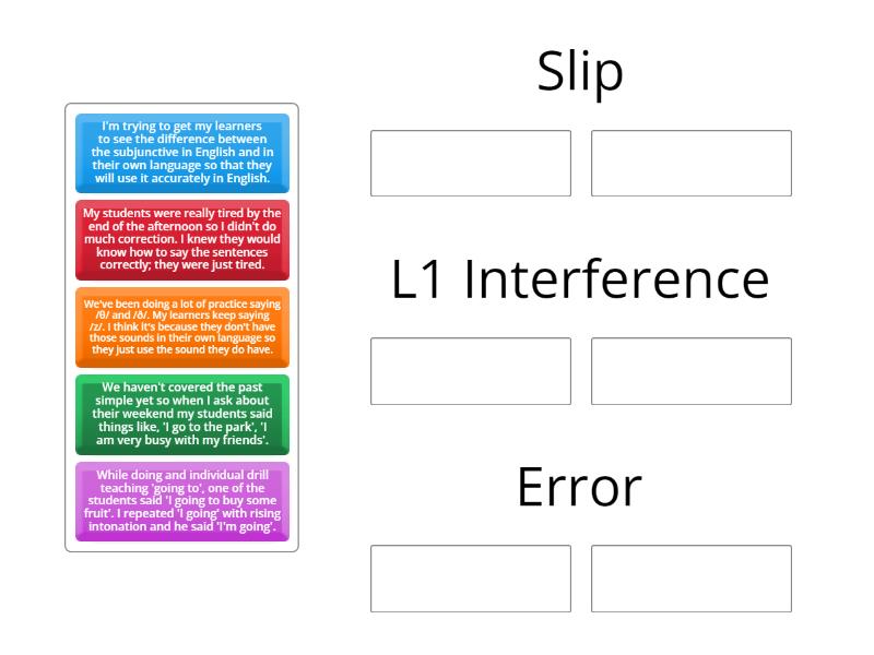 TKT - Unit 11 - Types of errors - Group sort
