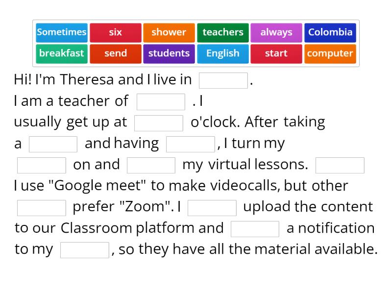 Virtual lessons - Present Simple - Complete the sentence