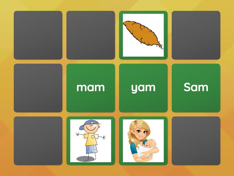 Unit 1: -am word family - Matching game - Matching pairs