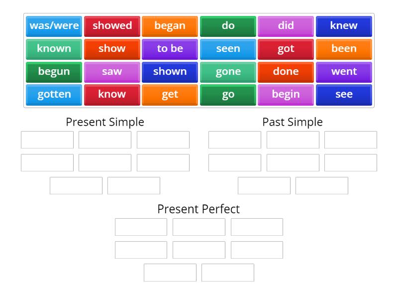 Irregular verbs 3 forms sort - Group sort