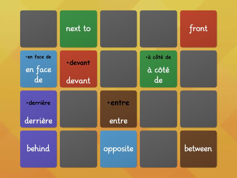 Positions - French - Matching pairs