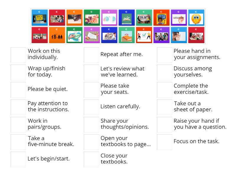 Classroom Commands - Une las parejas