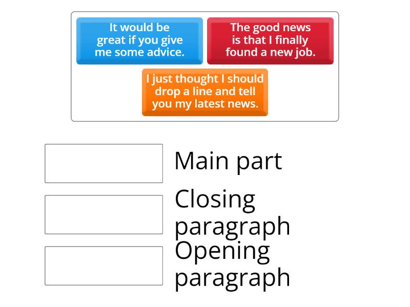 Match each sentence with the correct paragraph - Match up