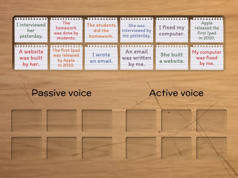 Passive voice - A2+ - Group sort