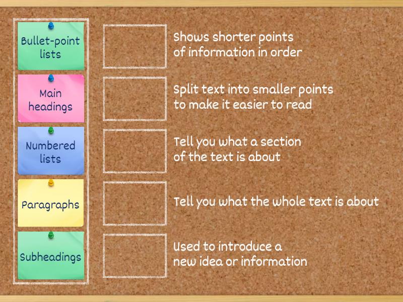 Organisational features - Match up