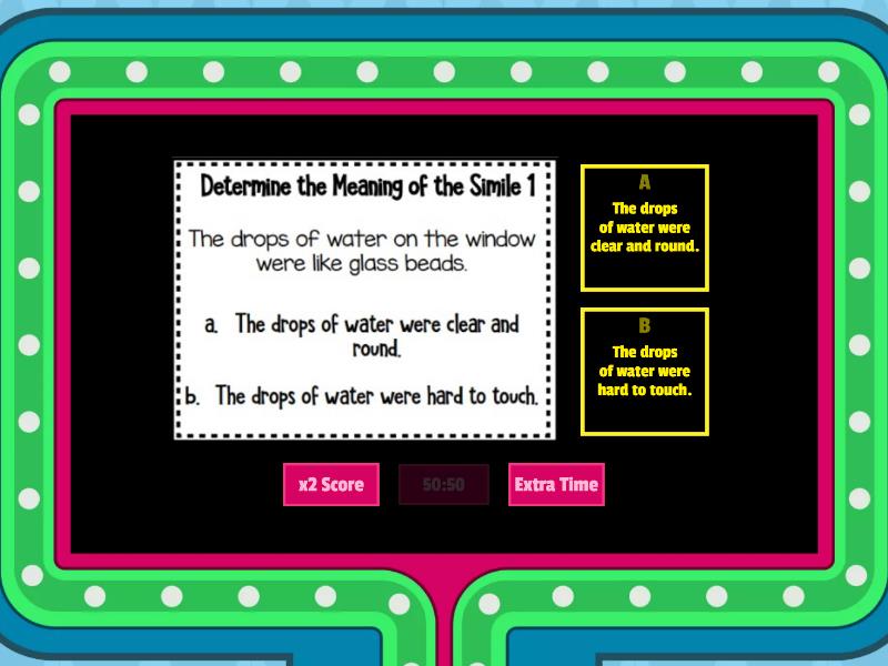 Figurative Language: Similes - Gameshow quiz