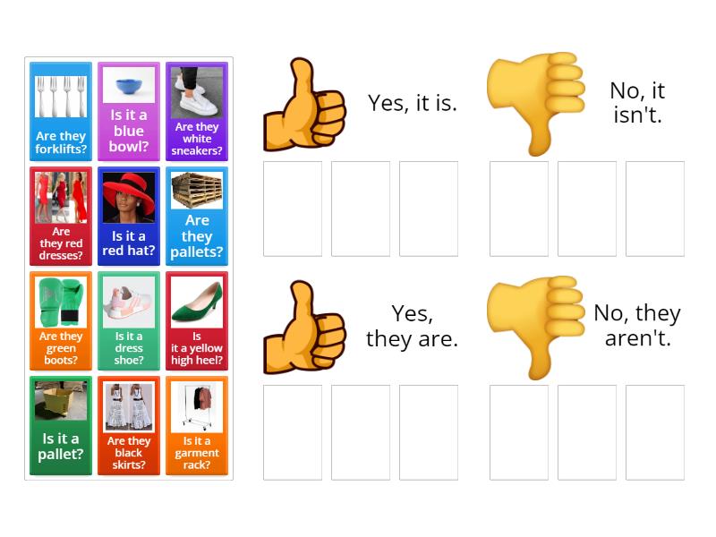 ESL1 - Lesson 9 - Yes/No Question Sort Game - Group sort