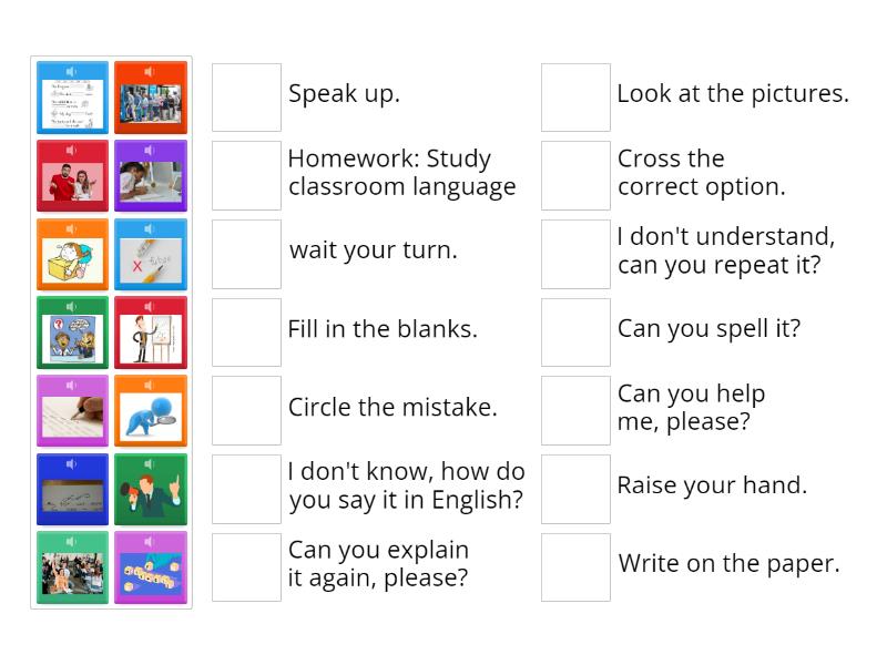 Classroom Language - Match up