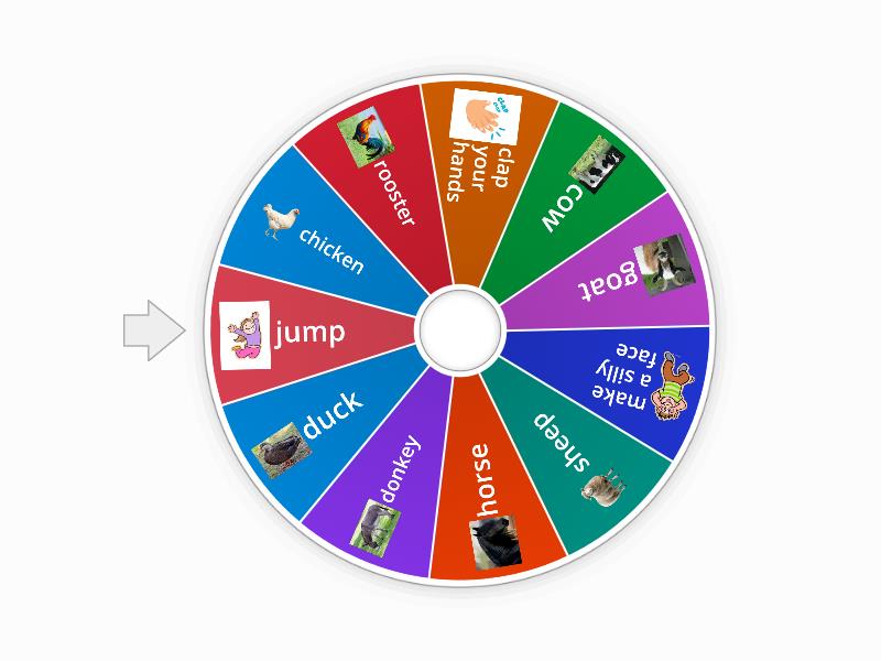 Farm animals - what do they say? - Spin the wheel