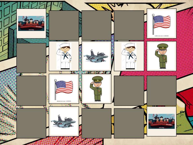 Veterans Day Matching - 10 Pairs - Matching pairs