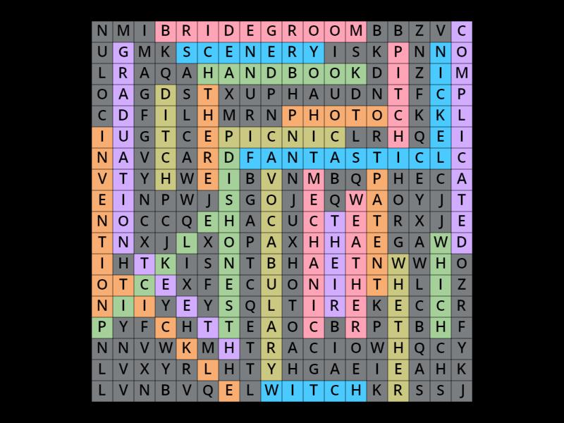 Thursday Vocabulary - Wordsearch