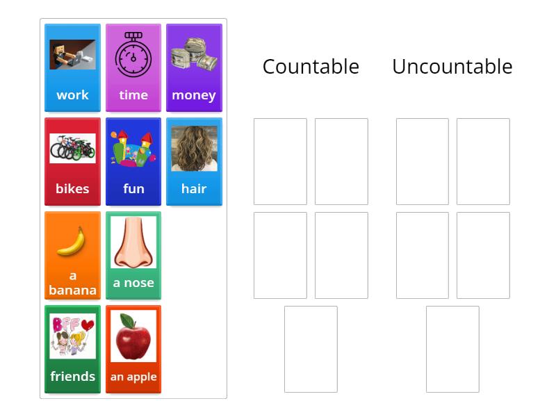 Countable and uncountable nouns - Ordenar por grupo