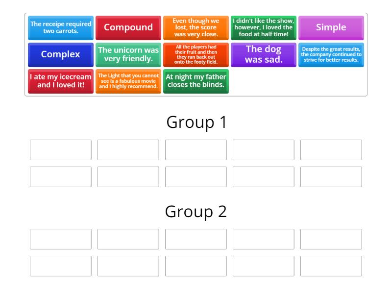 Types of sentences - Group sort