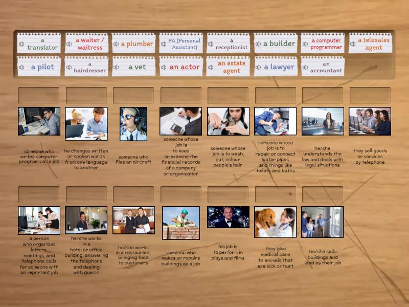 Roadmap A2+ unit 5A jobs - Match up