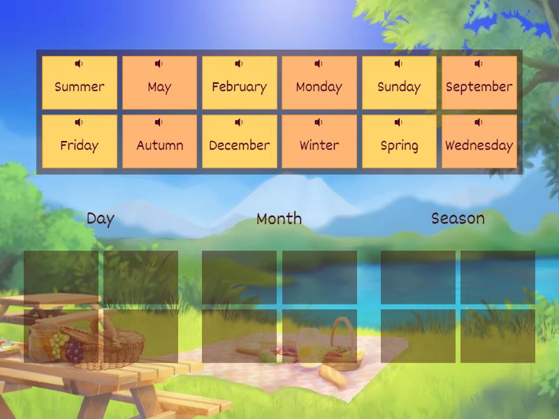 Calendar Sort with teachers voice - Group sort