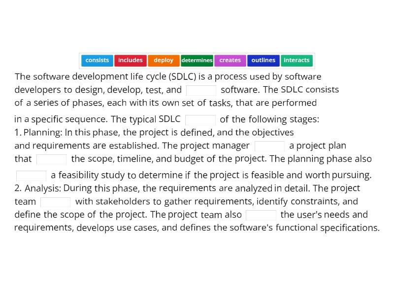 Verbs SDLC - Complete the sentence