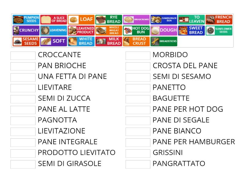 Bread Vocabulary Match Up