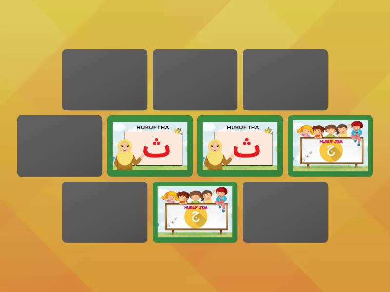 Pilih huruf hijaiyah yang sama - Matching pairs