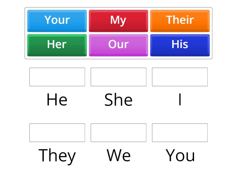 My, our, your, his, her, its, their - Match up