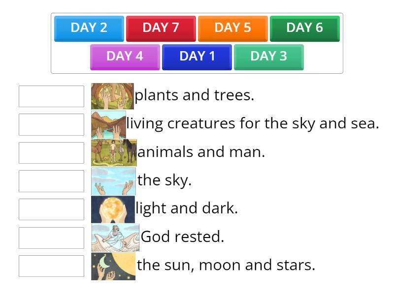 LESSON 1 GENESIS DAYS OF CREATION - Match up