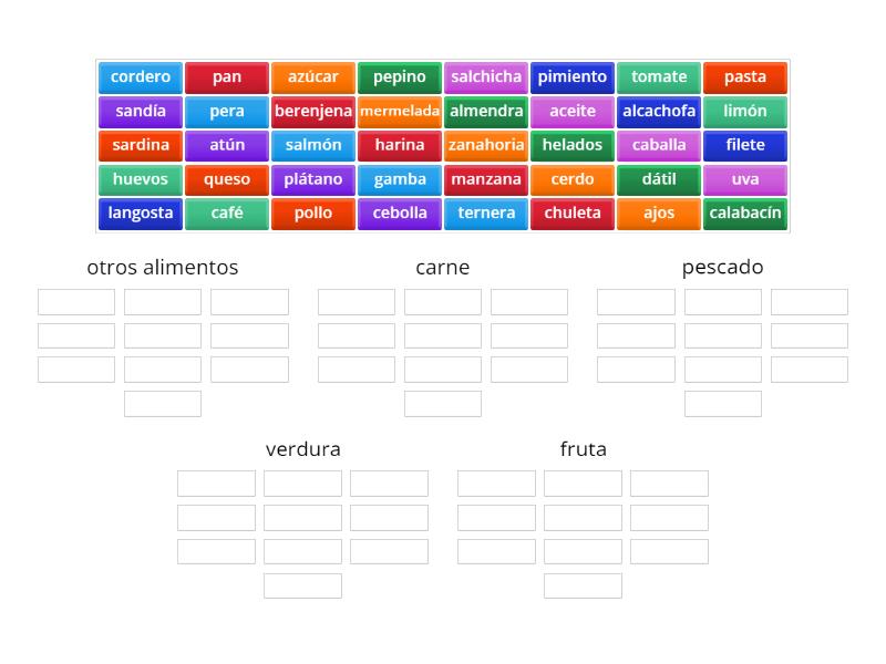 comer y beber - Group sort