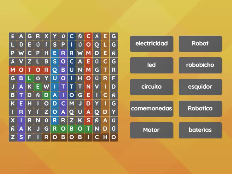 de Robótica - Sopa de letras