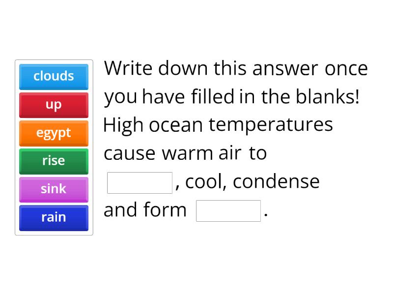 Hurricane Formation. - Complete the sentence