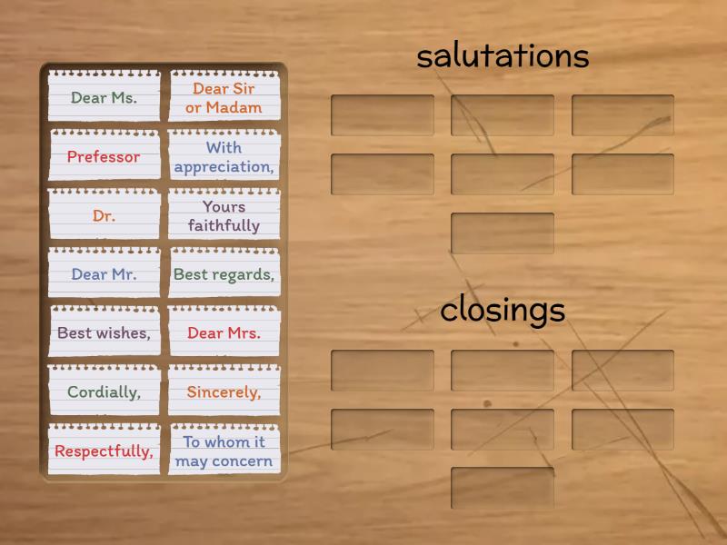 Formal salutations and clossings - Ordenar por grupo