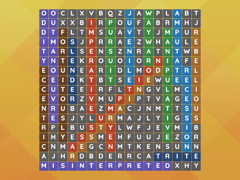 Unit 9 words - Wordsearch