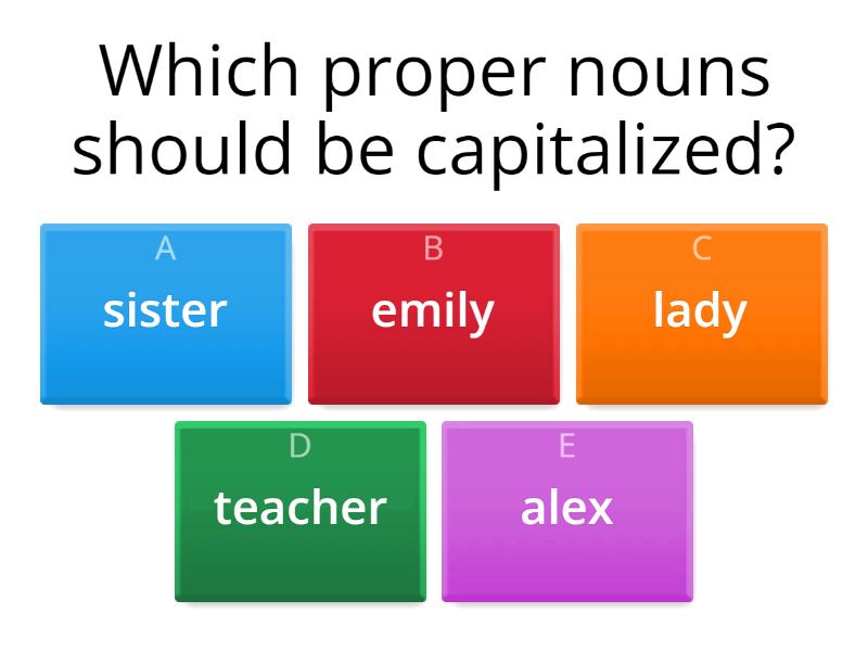 proper nouns - Quiz