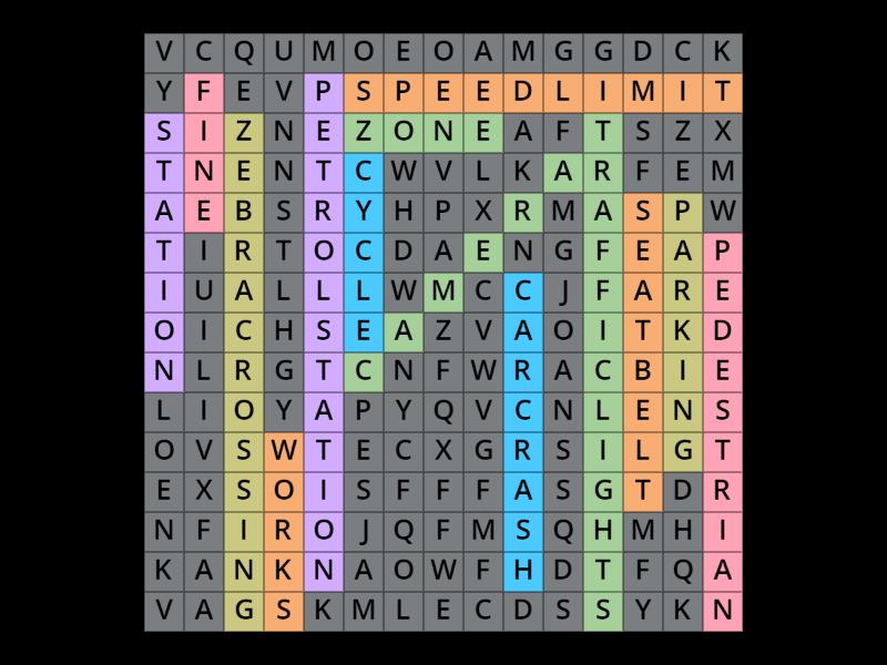 8. Intermediate: On the road - Wordsearch