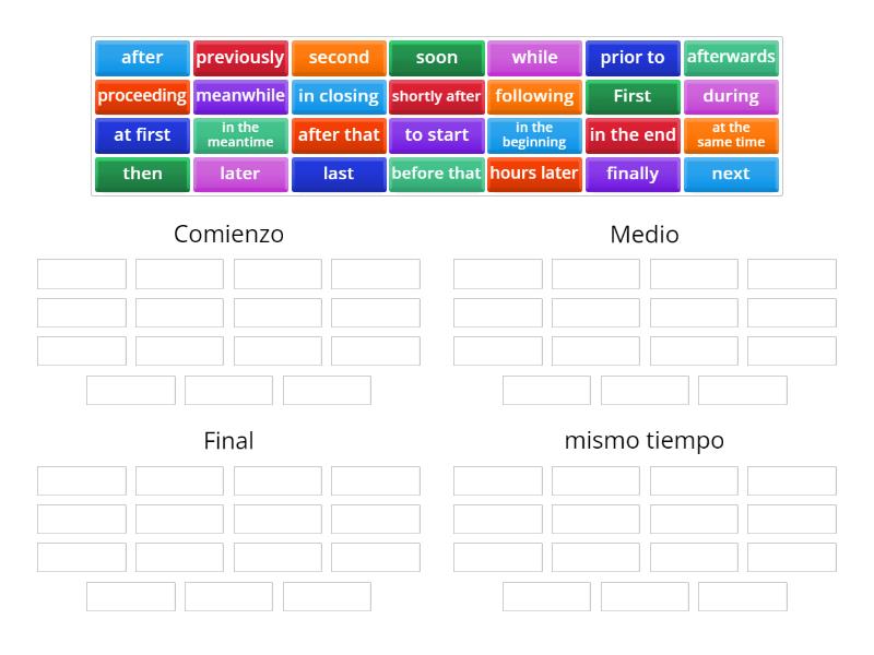 Transition words for Sequence - Group sort