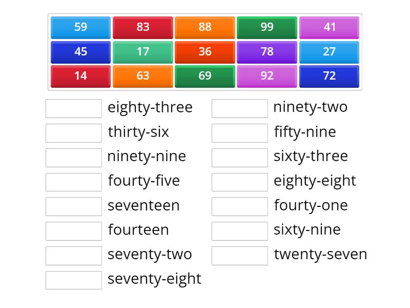 Peter - Unit 2 - Numbers review - Une las parejas