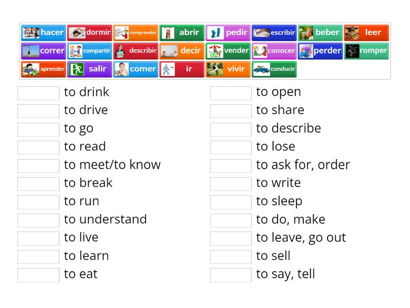 Spanish er/ir verbs - Match up